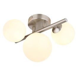 Globo LIGHTING Deckenleuchte &raquo;RIHA&laquo; G9 1 Stk. Warmwei&szlig; Deckenleuchte Nickel, Glas opal, 3x G9 LED silber 3, H: 20,5cm, 1 Stk.