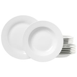 Ritzenhoff & Breker Tafelservice &raquo;Bianco&laquo; Teller Set, Porzellan, skandinavisch-schlichter Touch, &Oslash; 21,5 cm wei&szlig; Porzellan 12 Stk.
