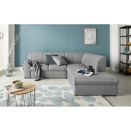 DOMO collection Ecksofa &raquo;Topper zeitlos elegant, kompakte Stellma&szlig;eL-Form&laquo; mit Ottomane, wahlweise mit Schlaffunktion grau B/H/T: 237cm x 78cm x 200cm
