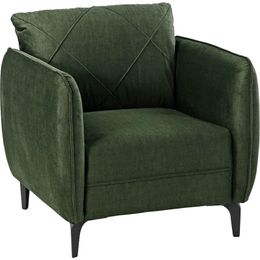 Jockenh&ouml;fer Sessel &raquo;Novara, B: 86 cm, Sitzh&ouml;he: 46 cm&laquo; mit attraktiver Steppung, Rauten-Biesenn&auml;hte gr&uuml;n Korpus: 100% Polyester Velours, B/H/T: 86cm x 86cm x 85cm