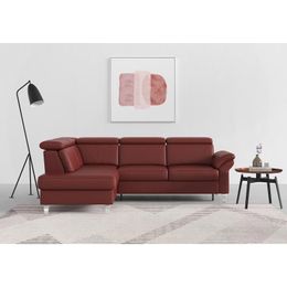 Sit & More sit&more Ecksofa &raquo;Arngast L-Form&laquo; inklusive Kopfteilverstellung und Federkern rot B/H/T: 245cm x 84cm x 194cm, NaturLEDER , Ottomane links,mit 