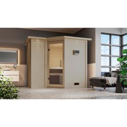 Karibu Sauna &raquo;Sanna 2&laquo; Set, Ofen 9 KW externe Strg easy beige Saunaofen, externe Steuerung, 9 kW