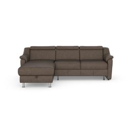 Sit & More sit&more Ecksofa &raquo;Freetown L-Form&laquo; inklusive Kopfteilverstellung und komfortablem Federkern grau B/H/T: 257cm x 84cm x 166cm, Luxus-Microfaser, 