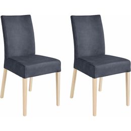 Home Affaire 4-Fu&szlig;stuhl &raquo;Umag&laquo; (Set) 2 Stk.Sitz und R&uuml;cken gepolstert blau Holzwerkstoff B/H/T: 46,5cm x 94cm x 59,5cm, 2 Stk., Luxus-Microfaser