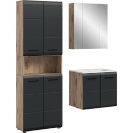 Welltime Badezimmer-Set Set, 4 Stk. tlg. schwarz Holzwerkstoff, MDF B/H/T: 135cmcm x 185cmcm x 46cmcm