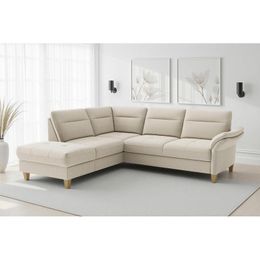 Sit & More sit&more Ecksofa &raquo;Pamela, B: 218 cm, L-Form, wahlweise mit Schlaffunktion und Bettkasten&laquo; mit Federkern beige 95% Polyester 5% Polyamid B/H/T: 218cm x