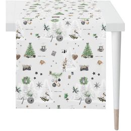 Apelt Tischl&auml;ufer &raquo;3710&laquo; wei&szlig; Baumwolle, Polyester B/L: 140cm x 48cm, 1 Stk.