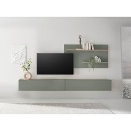 Home Affaire Wohnwand &raquo;City/Giron, moderne Anbauwand, Komplettset in vielen Farben verf&uuml;gbar&laquo; Set, 3 Stk. tlg. gr&uuml;n Holzwerkstoff B/H/T: 300cmcm x 