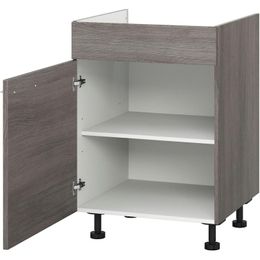 KOCHSTATION Kochfeldumbauschrank &raquo;KS-Trea KBL60&laquo; mit einem Einlegeboden, Breite 60 cm, H&ouml;he 75 cm grau eichefarben grau, B/H/T: 60cm x 75cm x 56cm, 