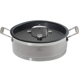 SABATIER International Servierpfanne Edelstahl 18/10 1xDampfgarer, 1xGarrost, 1xEinleger, 1xGlasdeckel mit Dampfauslass, 4 Stk. tlg. Teflon Antihaft, 