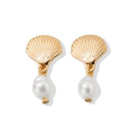 Aniston Jewelry & Watches Damen Aniston JEWELRY & WATCHES Paar Ohrstecker &raquo;Schmuck Geschenk Edelstahl Ohrringe Muschel-Optik mit Zierperlen&laquo; Made in 