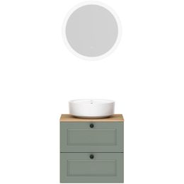 Nobilia Badm&ouml;bel-Set &raquo;Cascada&laquo; Set, inkl. Aufsatzwaschbecken und beleuchtetem Spiegel mit Touch-Sensor, 2 Stk. tlg. B/H/T: 60cmcm x 172cmcm x 48,2cmcm
