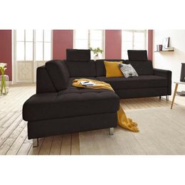 Sit & More sit&more Ecksofa &raquo;Pablo L-Form&laquo; wahlweise mit Schlaffunktion und Bettkasten schwarz Luxus-Microfaser ALTARA NUBUCK (100% Polyester) / Struktur fein (
