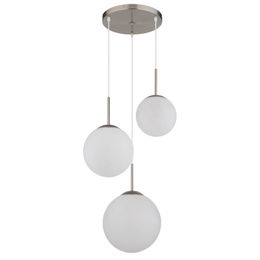 NOWA Pendelleuchte &raquo;KOP&laquo; E27 1 Stk. H&auml;ngeleuchte, H&auml;ngeleuchte, Glaskugeln opal, alabaster Optik silber 3, &Oslash; 50cm H: 120cm, 1 Stk.
