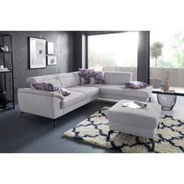 Sit & More sit&more Ecksofa &raquo;Percy L-Form&laquo; 15 cm Fu&szlig;h&ouml;he, Sitztiefenverstellung, wahlweise in 2 Fu&szlig;farben silber B/H/T: 270cm x 80cm x 235cm, Luxus-Microfaser 