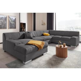 DOMO collection Wohnlandschaft &raquo;Bero, elegant und zeitlos, flache Armlehnen, Breite 328cm, U-Form&laquo; fester Sitzkomfort, wahlweise mit Bettfunktion 