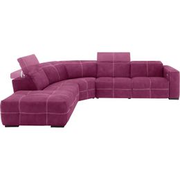 Egoitaliano Ecksofa &raquo;Sauvanne, Designsofa der Extraklasse, elegant und bequem, L-Form&laquo; wahlweise mit elektrischer Relaxfunktion, Kopfteilverstellung pink B/H/T: 