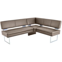 K+w Komfort & Wohnen K+W Komfort & Wohnen Eckbank langer Schenkel links oder rechts, mit dekorativen Distanzhalter beige B/H/T: 199cm x 89cm x 158cm, Microfaser Struktur 