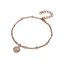 Firetti Fu&szlig;kette &raquo;Schmuck Geschenk K&ouml;rperschmuck Blume - Rose, Ankerkette&laquo; rosa Edelstahl Fu&szlig;kette