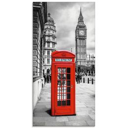 Artland Glasbild &raquo;London Telefonzelle I&laquo; Architektonische Elemente 1 Stk. tlg. in verschiedenen Gr&ouml;&szlig;en rot B/H/T: 30cm x 60cm, Glasbild Architektonische 