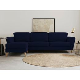 OTTO home Ecksofa &raquo;MARSEILLE (279/152cm),L-Form, Rec. rechts/links, verschiedene Bez&uuml;ge&laquo; Massivholzbeine Eiche, Landhausstil, Wellenunterfederung blau