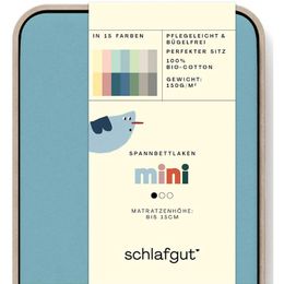 Schlafgut Spannbettlaken &raquo;Casual Mini Spannbettlaken&laquo; f&uuml;r Kinder, MADE IN GREEN by OEKO-TEX blau Jersey, Obermaterial: 100% Baumwolle 1 Stk., Jersey, 60-70x120-