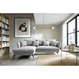 OTTO home Ecksofa &raquo;LIVORNO,258 cm, L-Form,&laquo; Schlaffunktion u. Bettkasten (139/224cm), Samt, Struktur, Webstoff grau 100% Polyester;PU-Schaum und Nosag