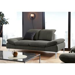 W.Schillig 2,5-Sitzer &raquo;enjoy&MORE&laquo; mit Sitztiefenverstellung, F&uuml;&szlig;e Chrom gl&auml;nzend, Breite 232 cm gr&uuml;n Chenille-Flachgewebe R66 (85% Polyester, 15% 