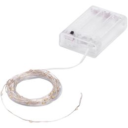 buttinette LED-Micro-Lichterkette mit Batteriekasten und Timer, 40 LEDs