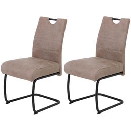 Hela Freischwinger &raquo;FLORA Freischwinger mit Griff, 140kg belastbar&laquo; (Set) 2 Stk.XL-Esszimmerstuhl, Federkern f&uuml;r Sitzkomfort beige Metall, Polyester, 