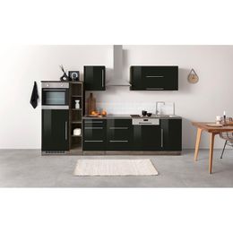 KOCHSTATION K&uuml;chenzeile &raquo;KS-Samos&laquo; Breite 310 cm, wahlweise mit E-Ger&auml;ten und Induktionkochfeld schwarz B/H/T: 310cm x 200cm x 60cm,mit 