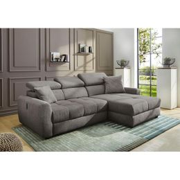 Jockenh&ouml;fer Ecksofa &raquo;Move, L-Form, B: 270cm, mit 60 cm elektrischer Sitztiefenverstellung&laquo; 140kg Belastbarkeit je Sitz, Kopfteilverstellung & USB-Anschluss grau 