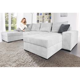 Collection AB Wohnlandschaft &raquo;Josy XL U-Form, B: 313 cm in Cord, Cord-Mix&laquo; Schlaffunktion, Bettkasten & 2 Zierkissen, Federkern grau 100% Polyester B/