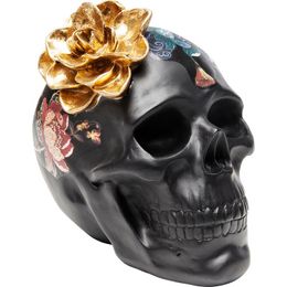 KARE Dekoobjekt &raquo;Flower Skull 22cm&laquo; schwarz Polyresin B/H/T: 24cm x 22,3cm x 17,1cm