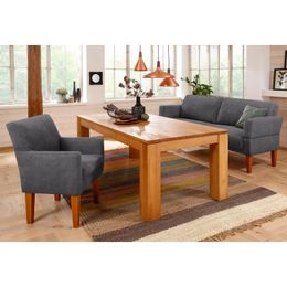 OTTO home Sofa &raquo;Fehmarn&laquo; in 3 Breiten grau Luxus Microfaser (Zusammensetzung: 100% Polyester) B/H/T: 190cm x 98cm x 81cm, Luxus-Microfaser Lederoptik,