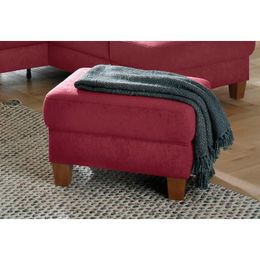 OTTO home Hocker &raquo;Texel&laquo; mit Federkern und Kontrastnaht, F&uuml;&szlig;e Buche eichefarben rot Struktur fein ( 100% Polyester);Luxus-Microfaser (100% Polyester);