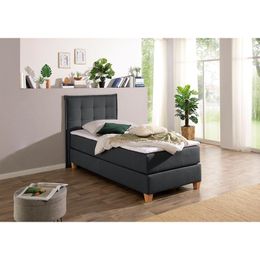Home Affaire Boxspringbett inklusive Komfortschaum-Topper grau Struktur (100% Polyester), Liegefl&auml;che B/L: 90cm x 200cm, H2 + H2, 7-Zonen-