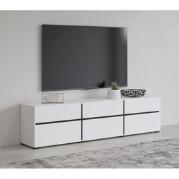 OTTO home Lowboard &raquo;Cross, moderne grifflose TV-Kommode,3 Klappen/3 Schubk&auml;sten&laquo; Breite 180 cm, TV-Schrank mit viel Stauraum, TV-Board schwarz-wei&szlig; B/