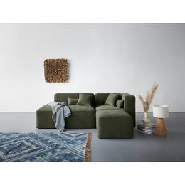 Home Affaire Ecksofa &raquo;Sundstrup L-Form&laquo; Modulserie, individuelle Zusammenstellung gr&uuml;n 100% Polyester B/H/T: 233cm x 76,5cm x 93cm, Samtoptik, 