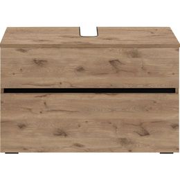 Home Affaire Waschbeckenunterschrank &raquo;Wisla&laquo; Siphonausschnitt, Push-to-open-Funktion, Breite 80 cm, H&ouml;he 55 cm braun Holzwerkstoff Wiking Eiche, B/H/T