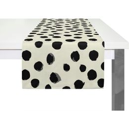 Adam Tischl&auml;ufer &raquo;Dots&laquo; aus Bio-Baumwolle,Made in Germany schwarz Bio-Baumwolle, Leinen B/L: 50cm x 150cm, rechteckig