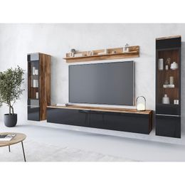 Home Affaire Wohnwand &raquo;VERA II&laquo; Komplett-Set, 4 Stk. tlg. schwarz B/H/T: 260cmcm x 130cmcm x 33cmcm, ohne Beleuchtung