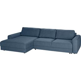 Trendmanufaktur Ecksofa &raquo;Bourbon II, mit extratiefer Sitzfl&auml;che und extrabreiter Recamiere&laquo; elegant und zeitlos, mit hohem Sitzkomfort, L-Form blau 