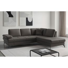 Sit & More sit&more Ecksofa &raquo;Morris Jubi, Ottomane, Breite 238 cm&laquo; mit Armteilfunktion, wahlweise mit Schlaffunktion grau B/H/T: 238cm x 83cm x 202cm, NaturLEDER