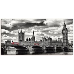 Artland Leinwandbild &raquo;London Westminster Bridge & Red Buses&laquo; Gro&szlig;britannien 1 Stk. tlg. auf Holzrahmen gespannt schwarz Leinwand B/H/T: 150cm x 75cm, 