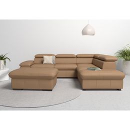 OTTO home Ecksofa &raquo;Alberto L-Form&laquo; mit Kopfteilverstellung, wahlweise mit Schlaffunktion braun Luxus-Microfaser Lederoptik (100% Polyester);Luxus-