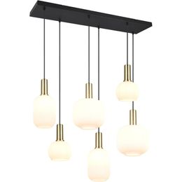 Trio Leuchten Pendelleuchte &raquo;DIVA, E27 H&auml;ngelampe 6-flammig mit Glasschirm, exkl 6xE27 max 10W&laquo; E27 1 Stk. warmwei&szlig; - kaltwei&szlig; h&ouml;henverstellbar bis 