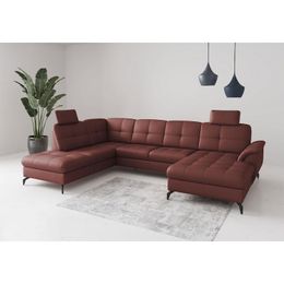 Sit & More sit&more Wohnlandschaft &raquo;Zora&laquo; B/H/T: 212cm, NaturLEDER Stoff,mega-Recamiere rechts,mit Bett,ohne Bettkasten
