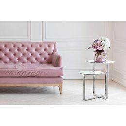 Kayoom Beistelltisch &raquo;Catrice 125, Ausgefallenes Gestell aus stabilem Edelstahl&laquo; 1 Stk. tlg. ausgefallenes Gestelldesign aus Edelstahl, zwei Ablagefl&auml;chen 