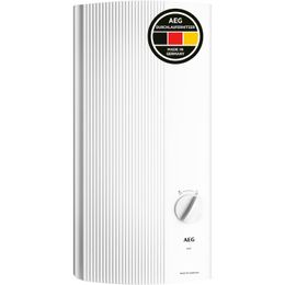 AEG Haustechnik Komfort-Durchlauferhitzer &raquo;DDLE EASY 21 kW, guter Warmwasserkomfort&laquo; zwei feste Temperatureinstellungen f&uuml;r Dusche und Sp&uuml;le wei&szlig; 21 